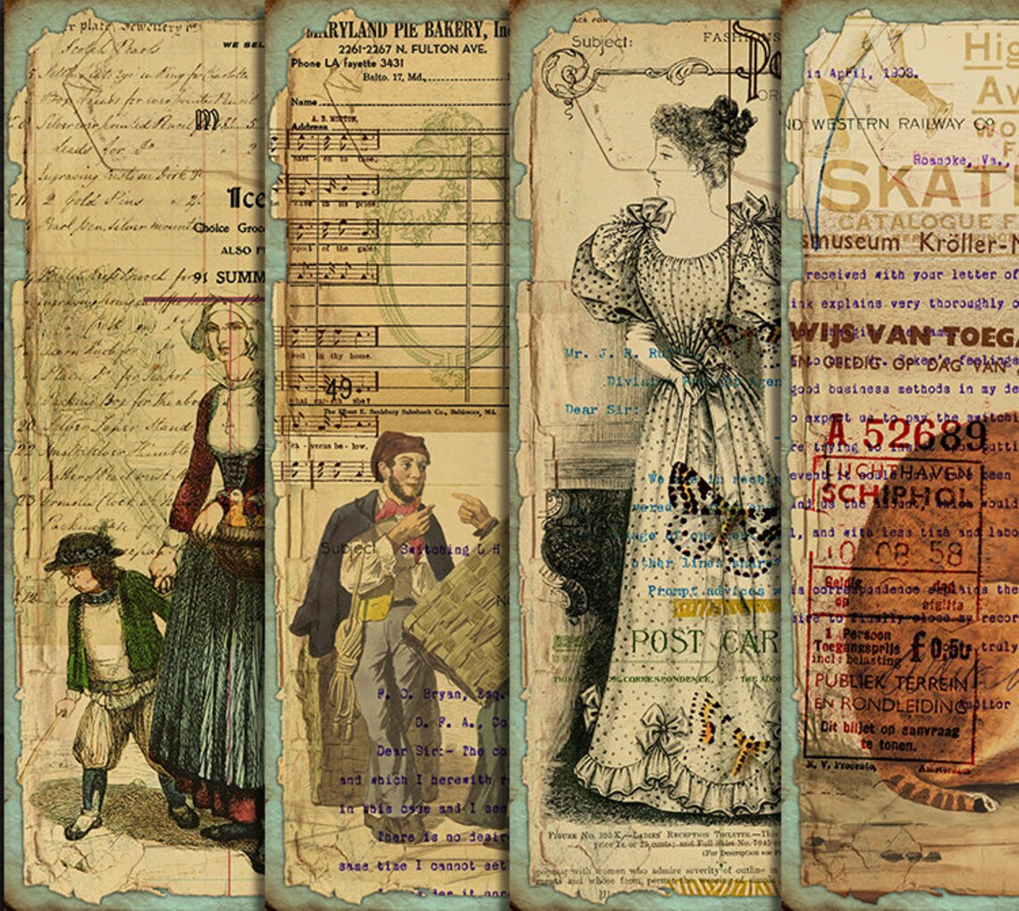DIGITAL Vintage Grunge Ephemera Digital Collage Sheet | Etsy