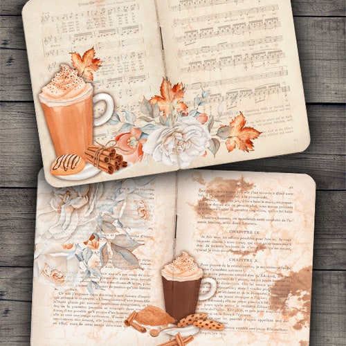 DIGITAL Fall Pumpkin Spice Latte Junk Journal Pages - Etsy