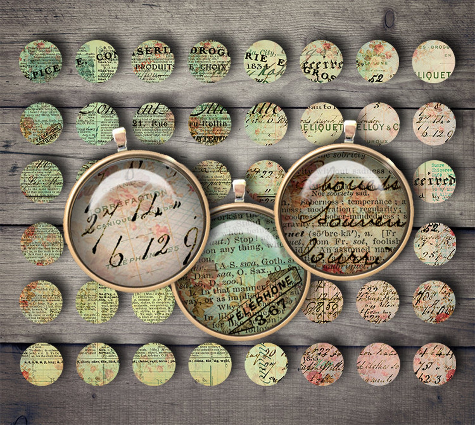 DIGITAL Vintage Floral Ephemera 1 Inch Circles for Jewelry - Etsy