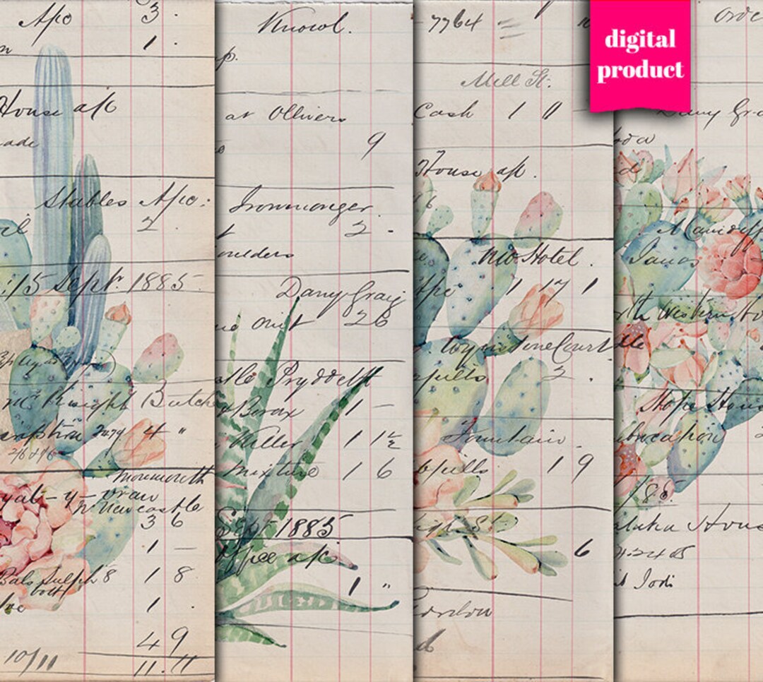 DIGITAL Floral Ephemera - Printable Vintage Floral Papers Download ...