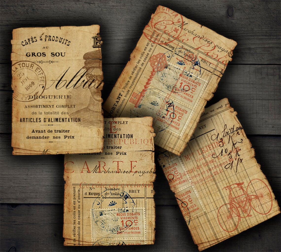 DIGITAL Vintage Grunge Ephemera Digital Collage Sheet Download | Etsy