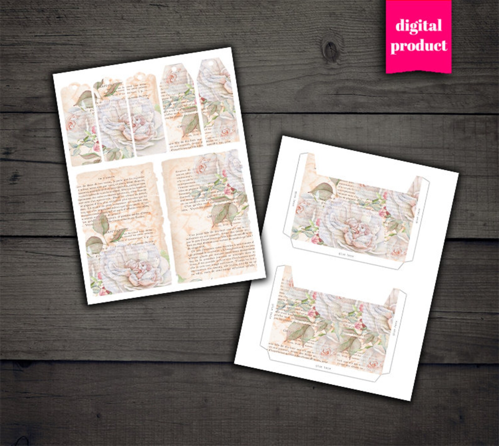 DIGITAL Floral Junk Journal Kit Download Printable Floral - Etsy