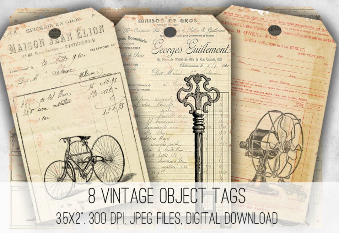 Vintage Ephemera Tags: Printable Collage Sheet (digital Download ...