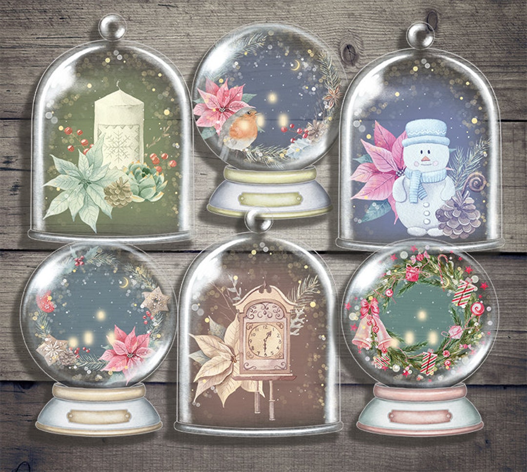 DIGITAL Christmas Snow Globes - Digital Collage Sheet Printables - Etsy