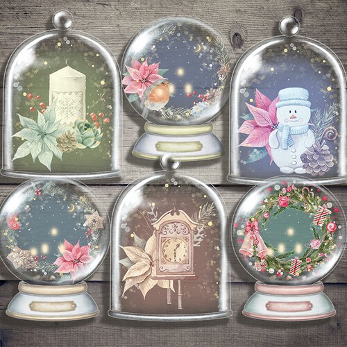 DIGITAL Christmas Snow Globes Digital Collage Sheet - Etsy