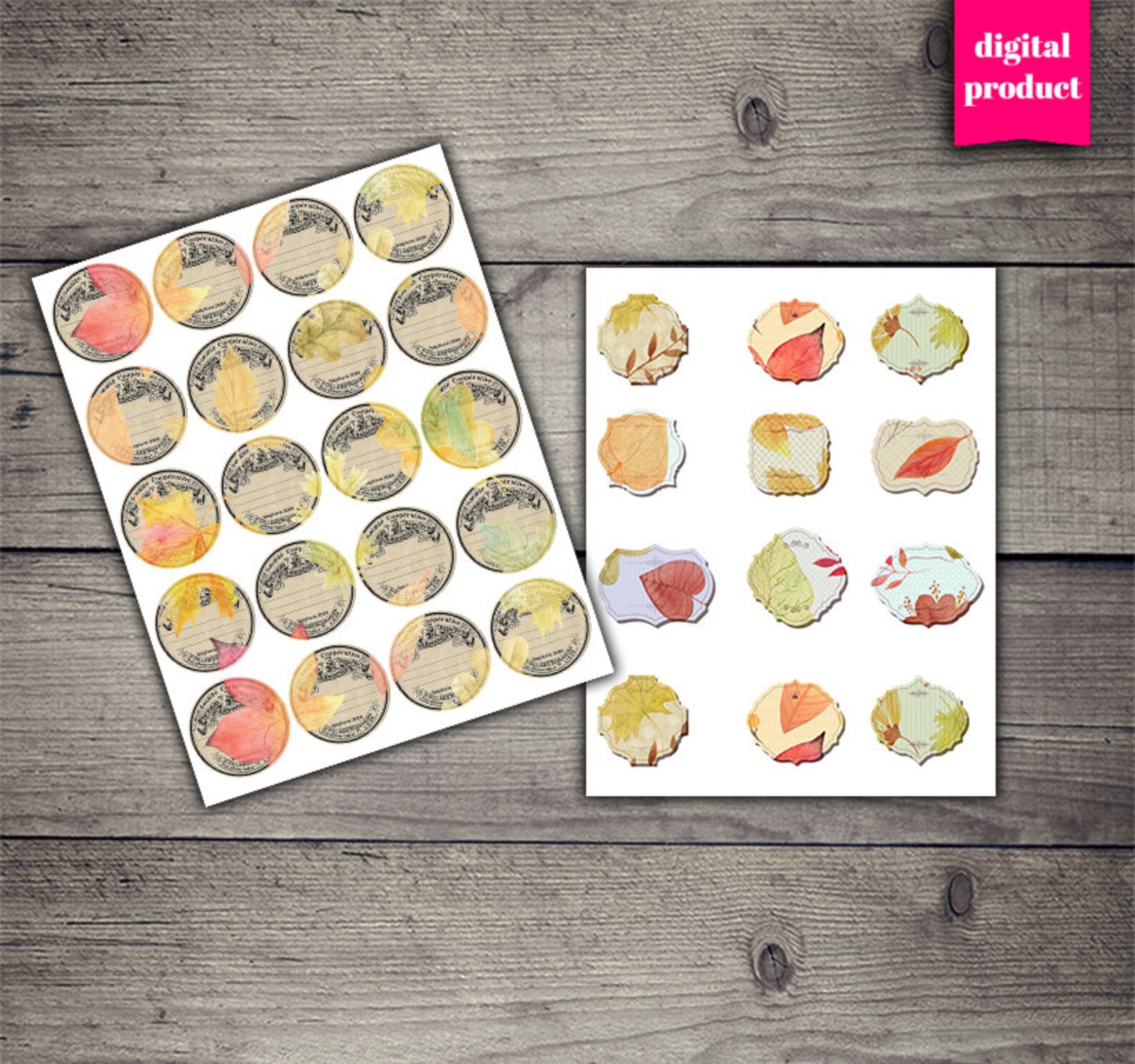 DIGITAL Fall Stickers Vintage Fall Digital Paper Fall - Etsy
