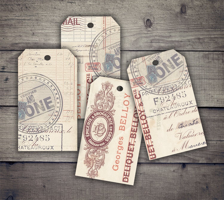 DIGITAL Vintage Postal Ephemera Tags Digital Collage Sheet - Etsy