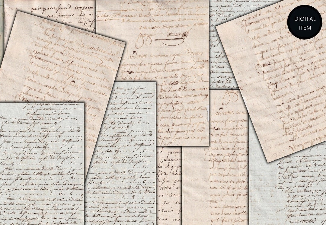 1700s French Letter Ephemera: Printable Antique Documents (digital ...