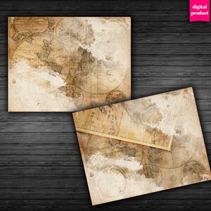 DIGITAL Grunge World Maps - Printable Vintage Nautical Ephemera ...