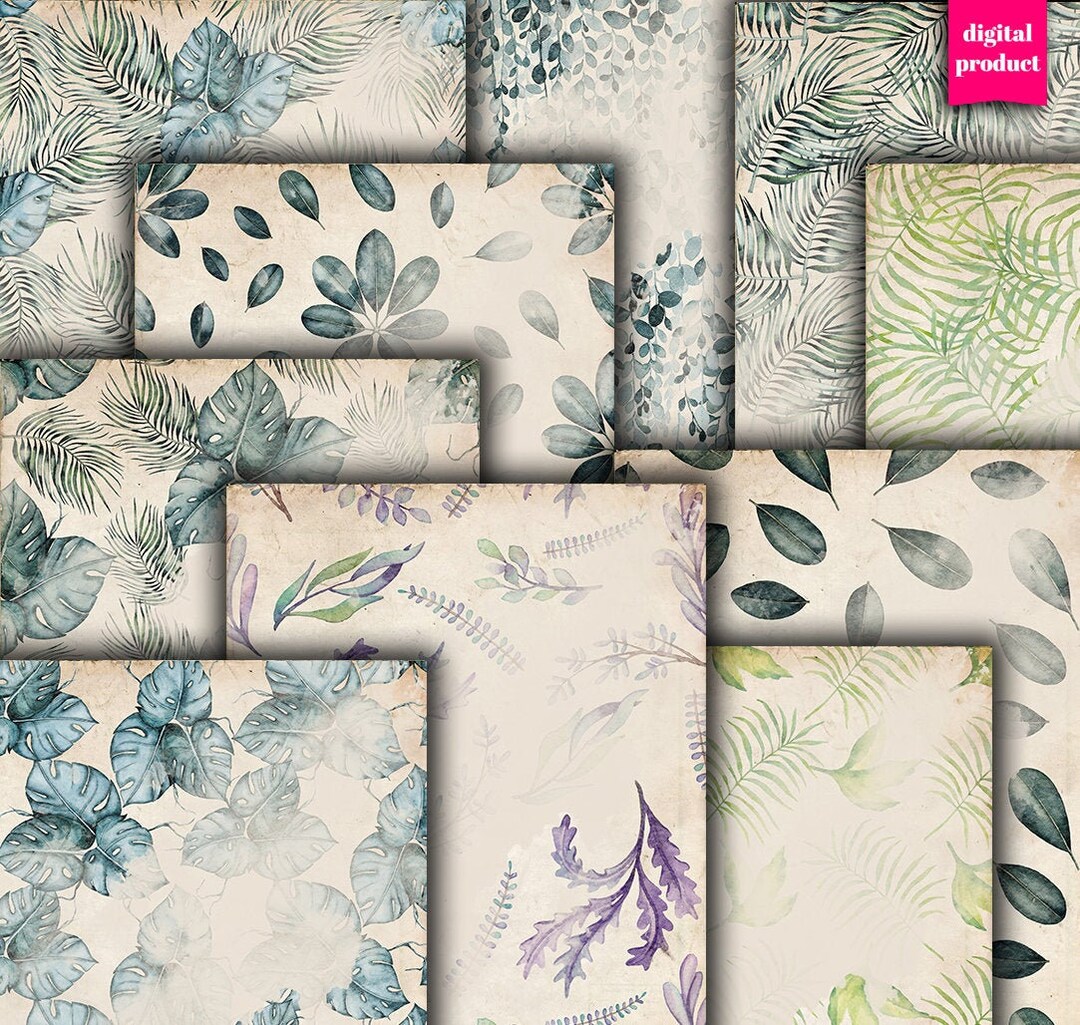DIGITAL Vintage Botanical Paper for Junk Journals - Printable Vintage ...