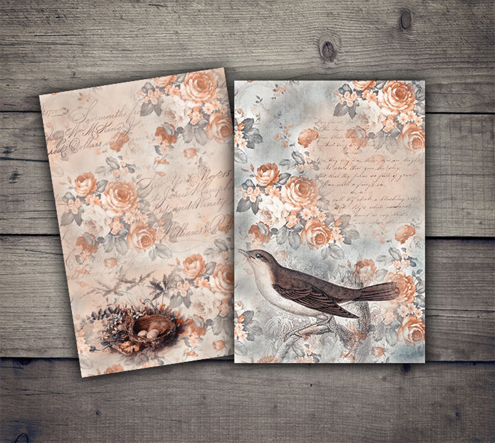 DIGITAL Birds Floral Backgrounds - Digital Paper - Instant Download ...