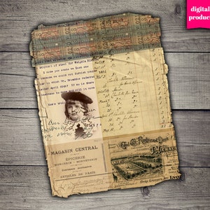 DIGITAL Vintage Grunge Ephemera - Printable Grunge Ephemera Collage ...