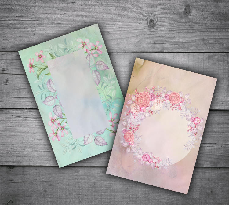 DIGITAL Watercolor Floral Frame Backgrounds Digital Paper - Etsy