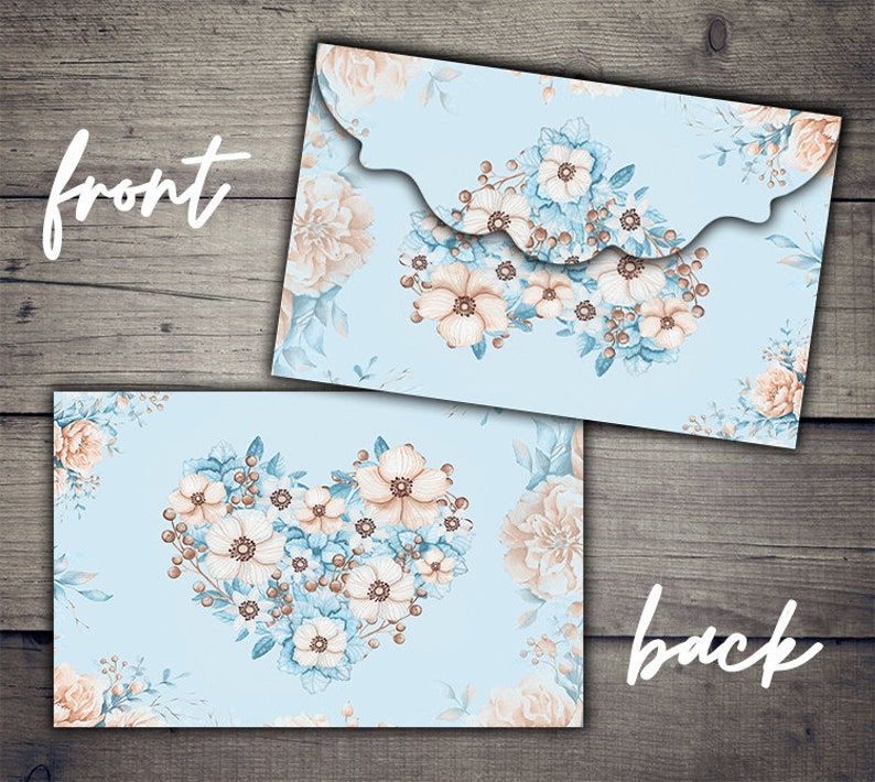 DIGITAL Floral Heart Digital Envelopes Digital Collage Sheet - Etsy