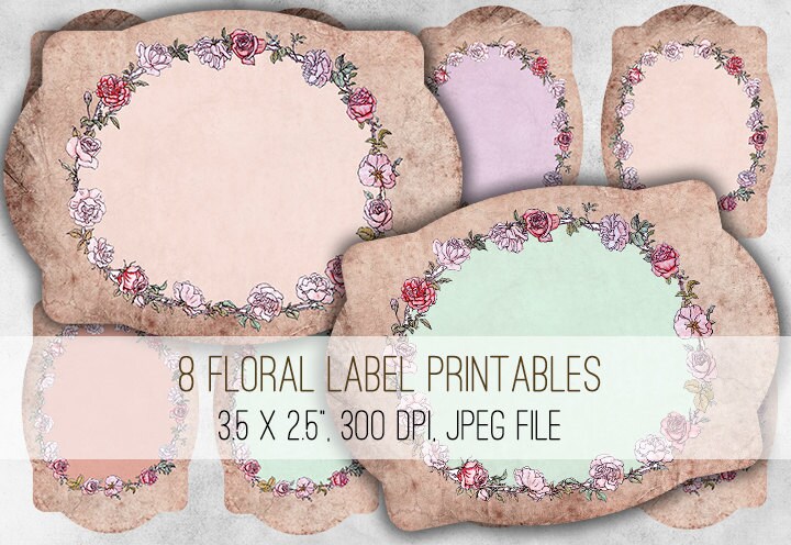 DIGITAL Vintage Floral Frame Labels Digital Collage Sheet | Etsy