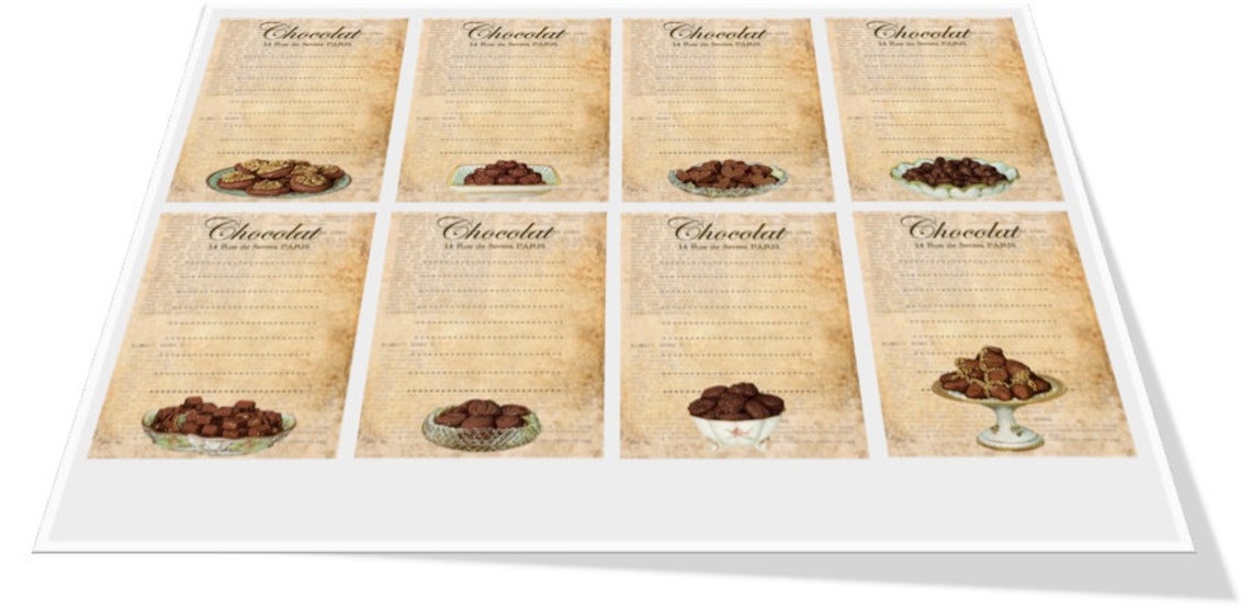 DIGITAL Vintage Dessert Recipe Cards Digital Collage Sheet - Etsy
