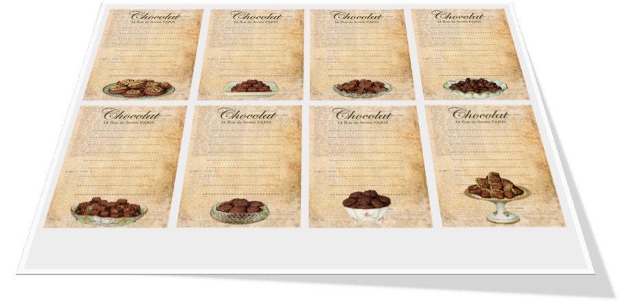 DIGITAL Vintage Dessert Recipe Cards Digital Collage Sheet - Etsy