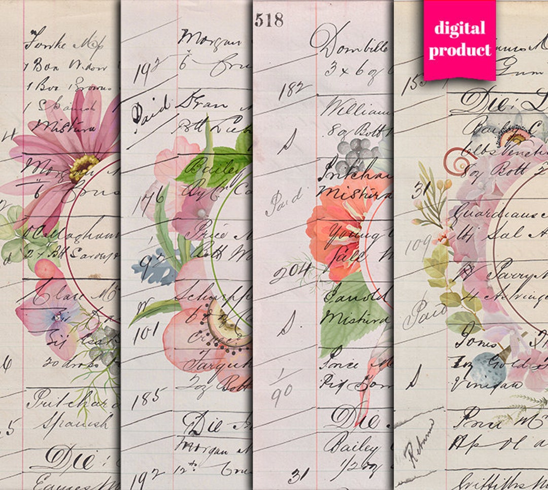 DIGITAL Floral Ephemera - Printable Floral Papers Download - VBM2434 - Etsy