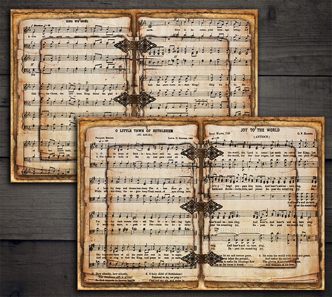 DIGITAL Christmas Vintage Music Sheets - Junk Journal Printable Pages ...