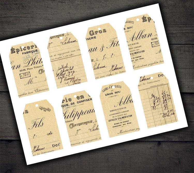 DIGITAL Vintage Ephemera Tags Digital Collage Sheet Download - Etsy