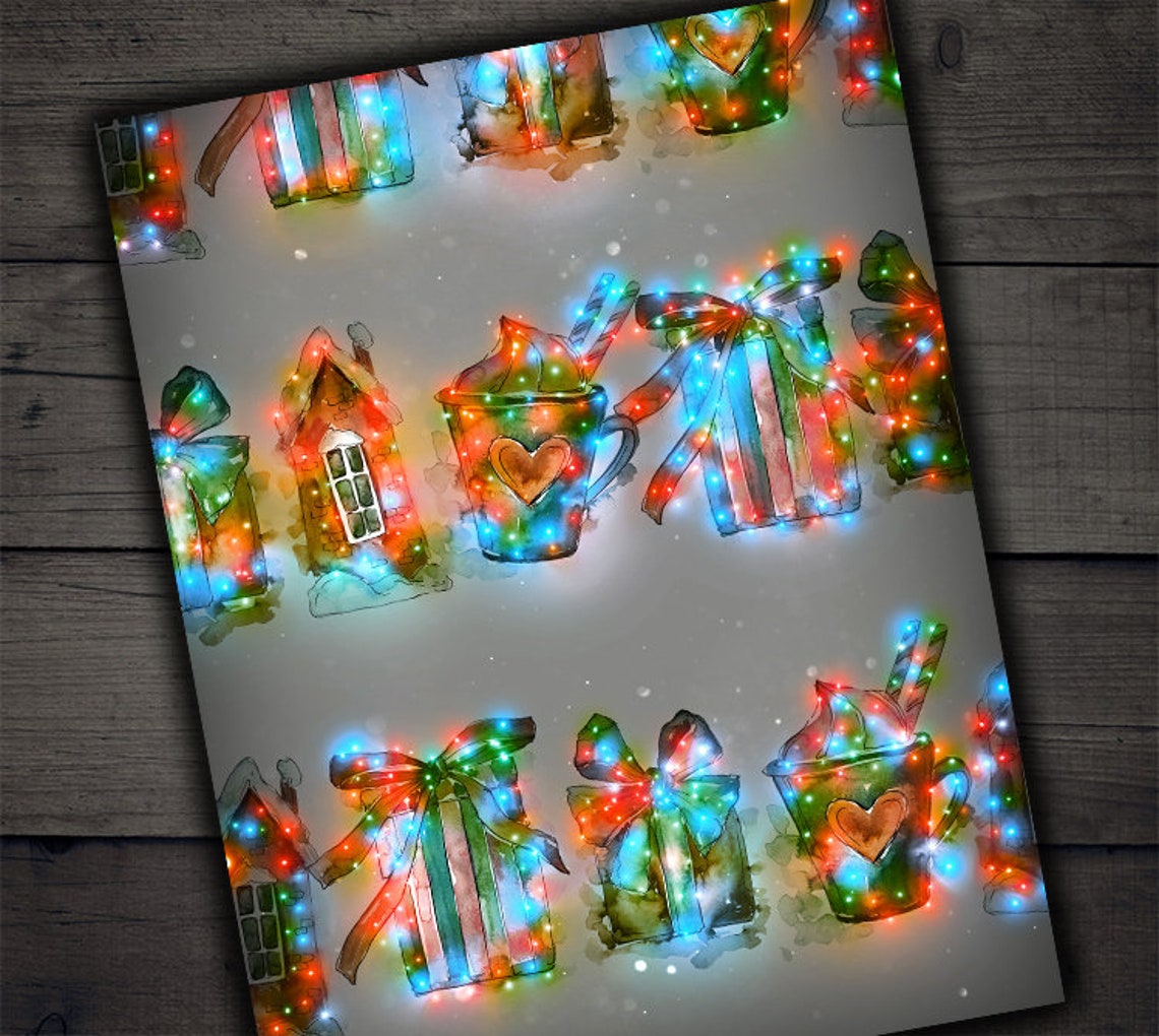 DIGITAL Christmas Lights Digital Paper Download - Etsy