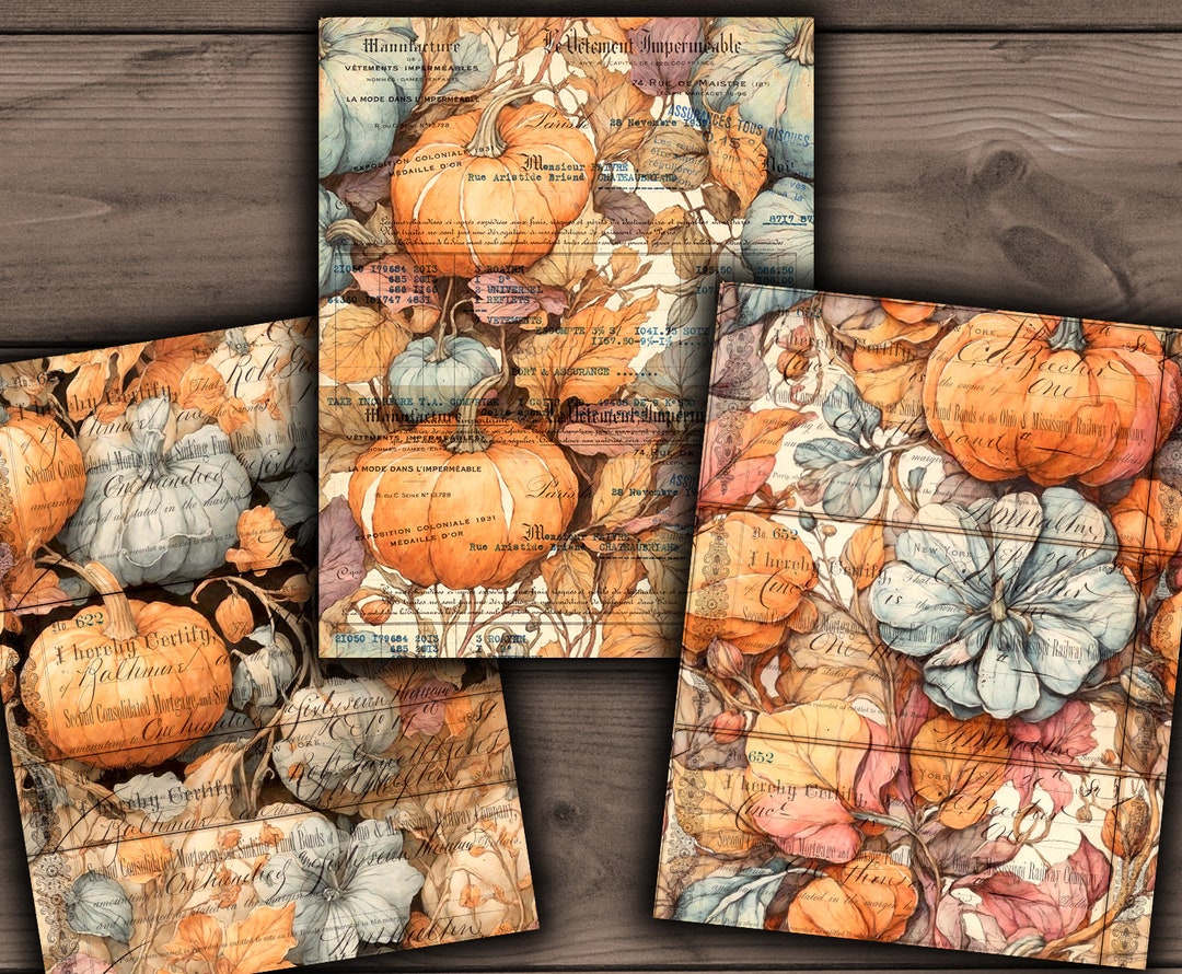 Vintage Fall Digital Papers, Digital Fall Pattern Papers, Vintage ...