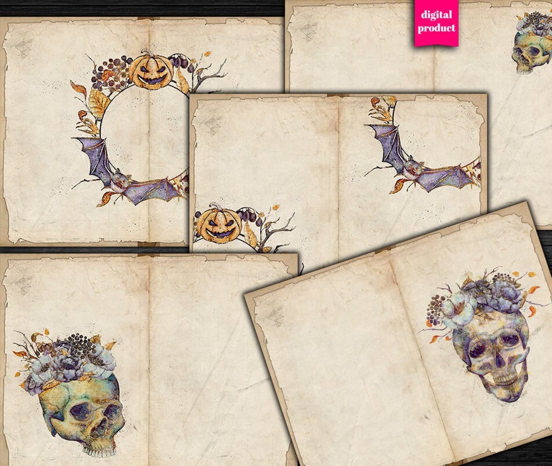 DIGITAL Halloween Junk Journal Pages - Halloween Digital Papers ...