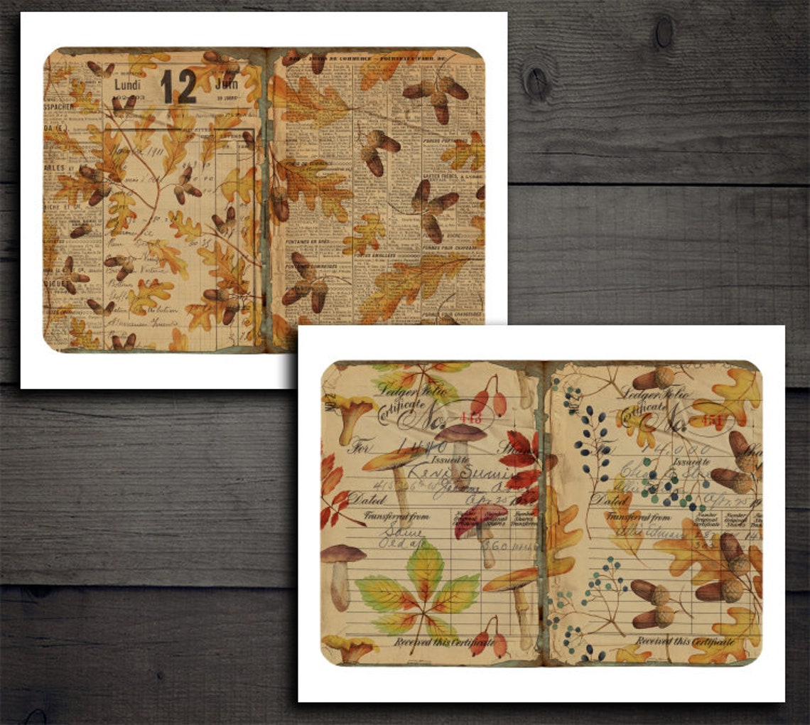 DIGITAL Autumn Junk Journal Kit Digital Paper Download - Etsy
