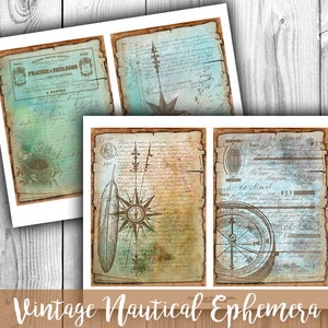 DIGITAL Nautical Ephemera Digital Collage Sheet - Digital Paper ...