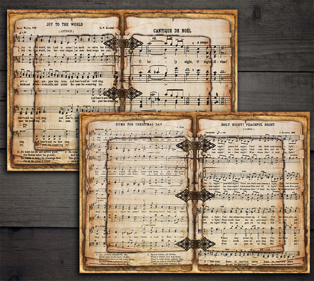 DIGITAL Christmas Vintage Music Sheets - Junk Journal Printable Pages ...