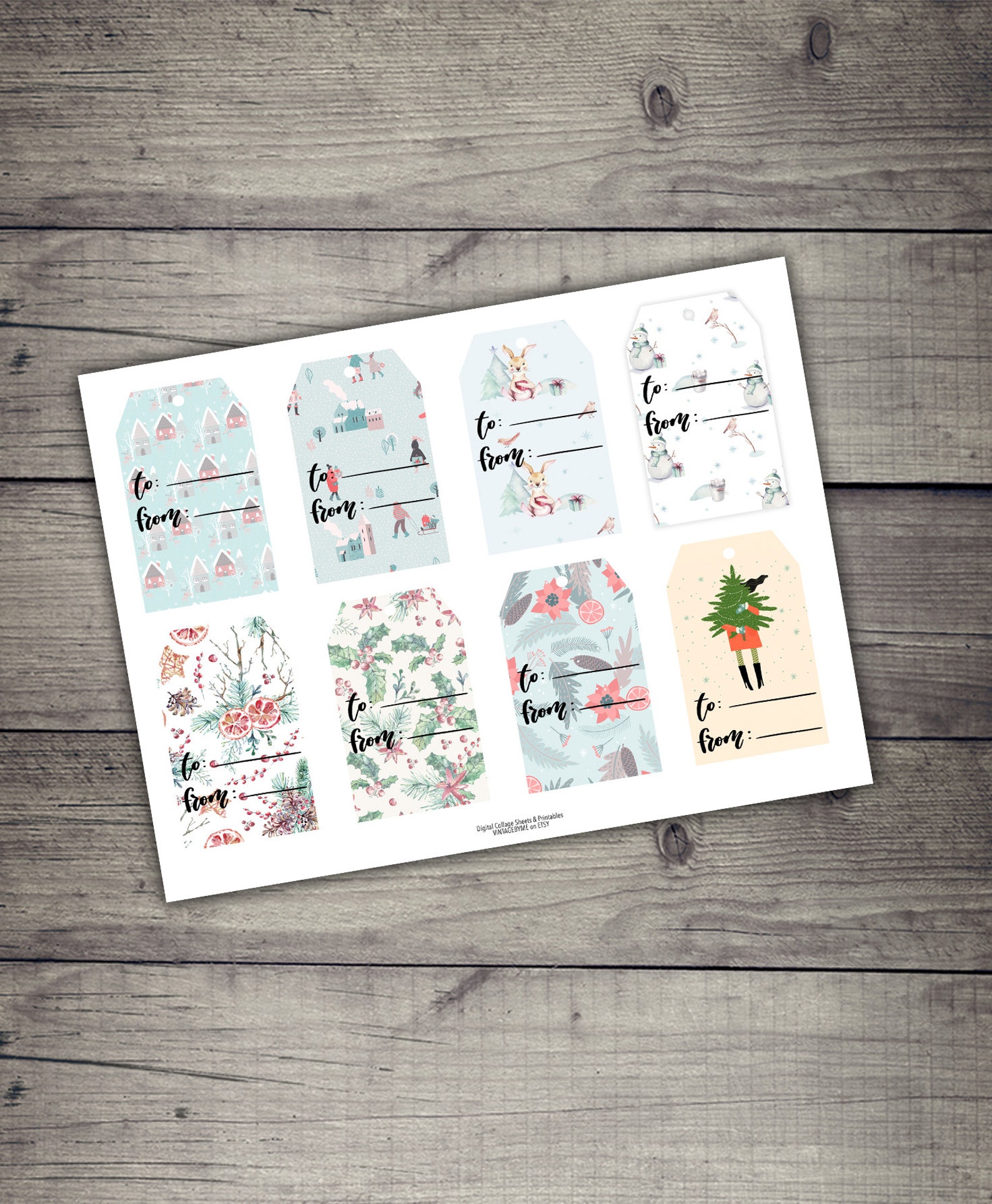 DIGITAL Printable Christmas Gift Tags Digital Collage Sheet - Etsy