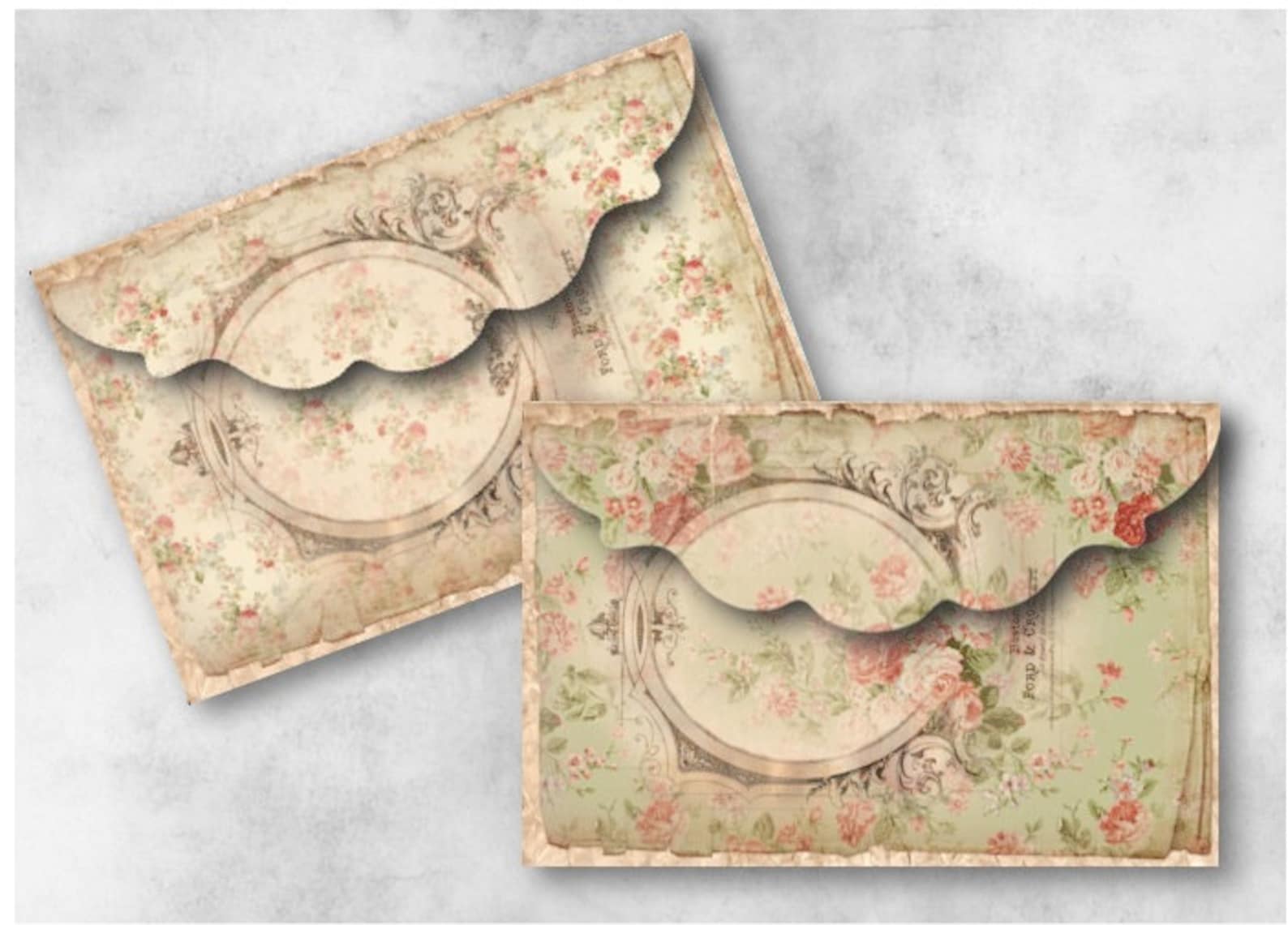 Floral Antique Frame Envelopes: Digital Collage Sheet (digital Download ...