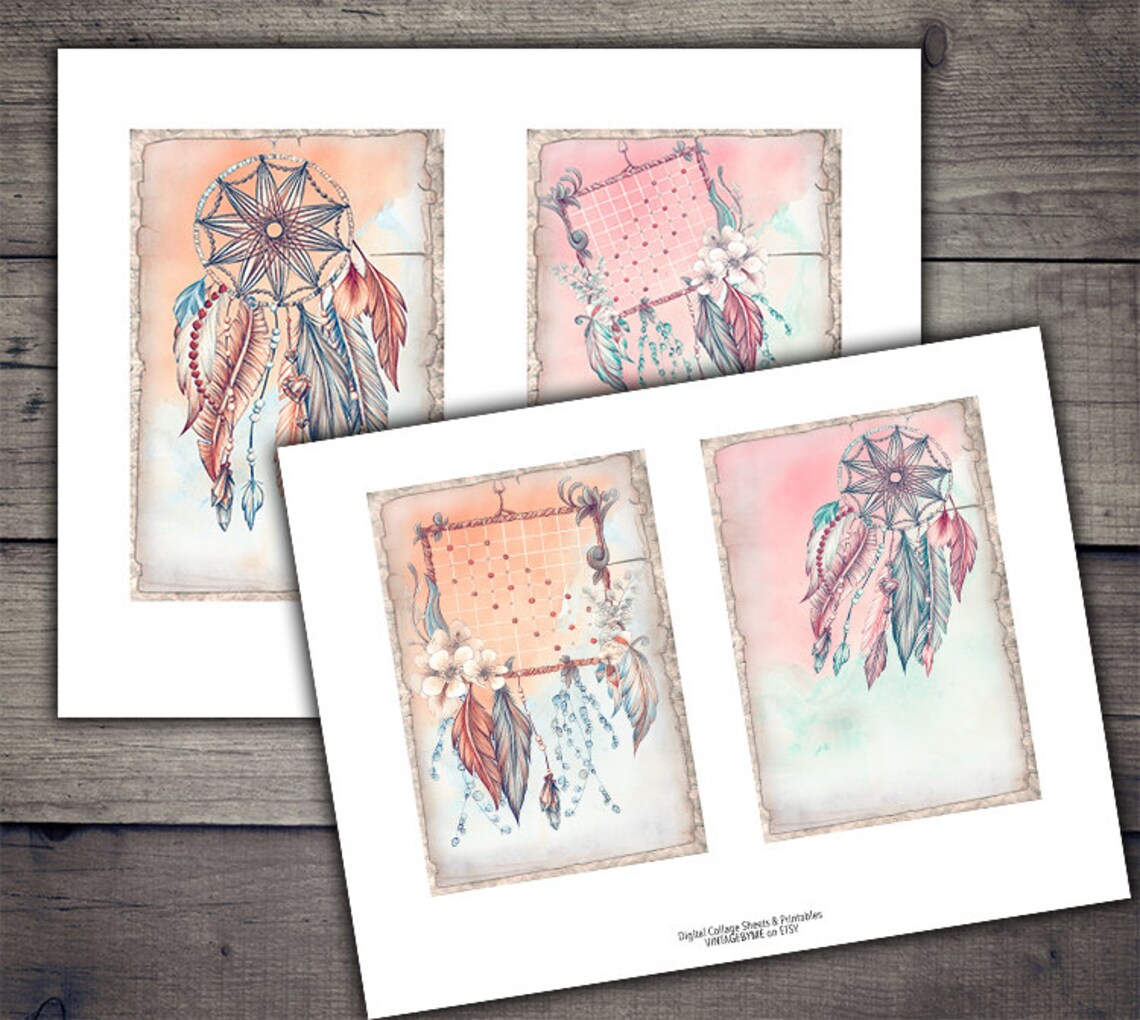 DIGITAL Boho Dreamcatcher Digital Papers Digital Collage | Etsy