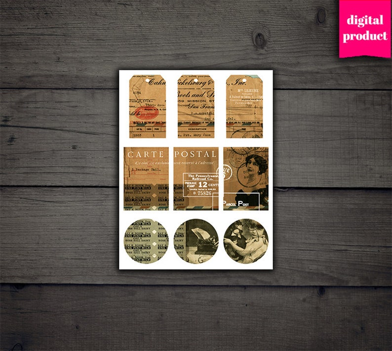 DIGITAL Vintage Junk Journal Kit - Printable Grunge Ephemera - VBM2520 ...