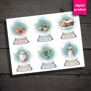 DIGITAL Christmas Snow Globes - Digital Christmas Graphics Download ...
