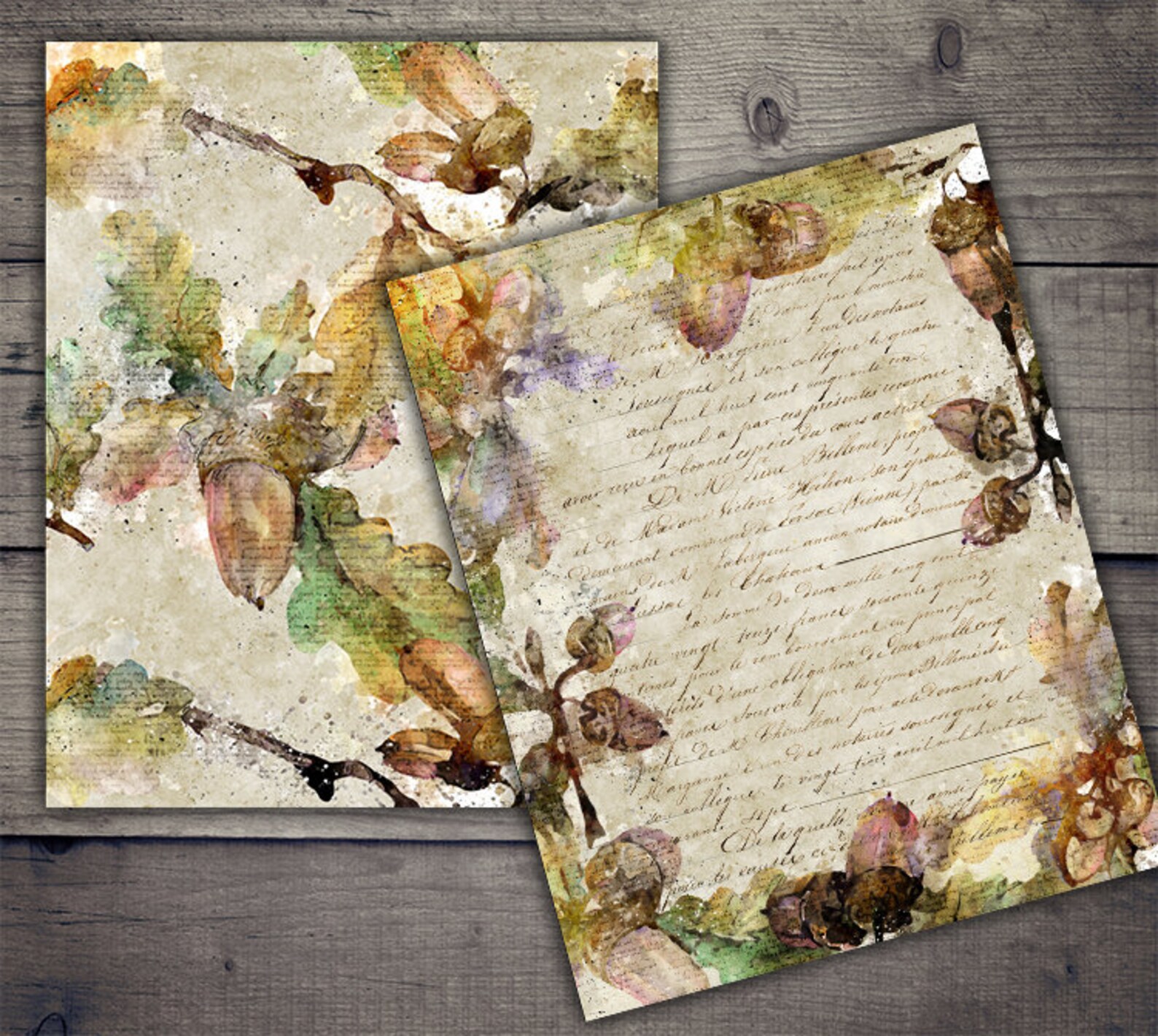 DIGITAL Vintage Fall Ephemera Digital Paper Download | Etsy