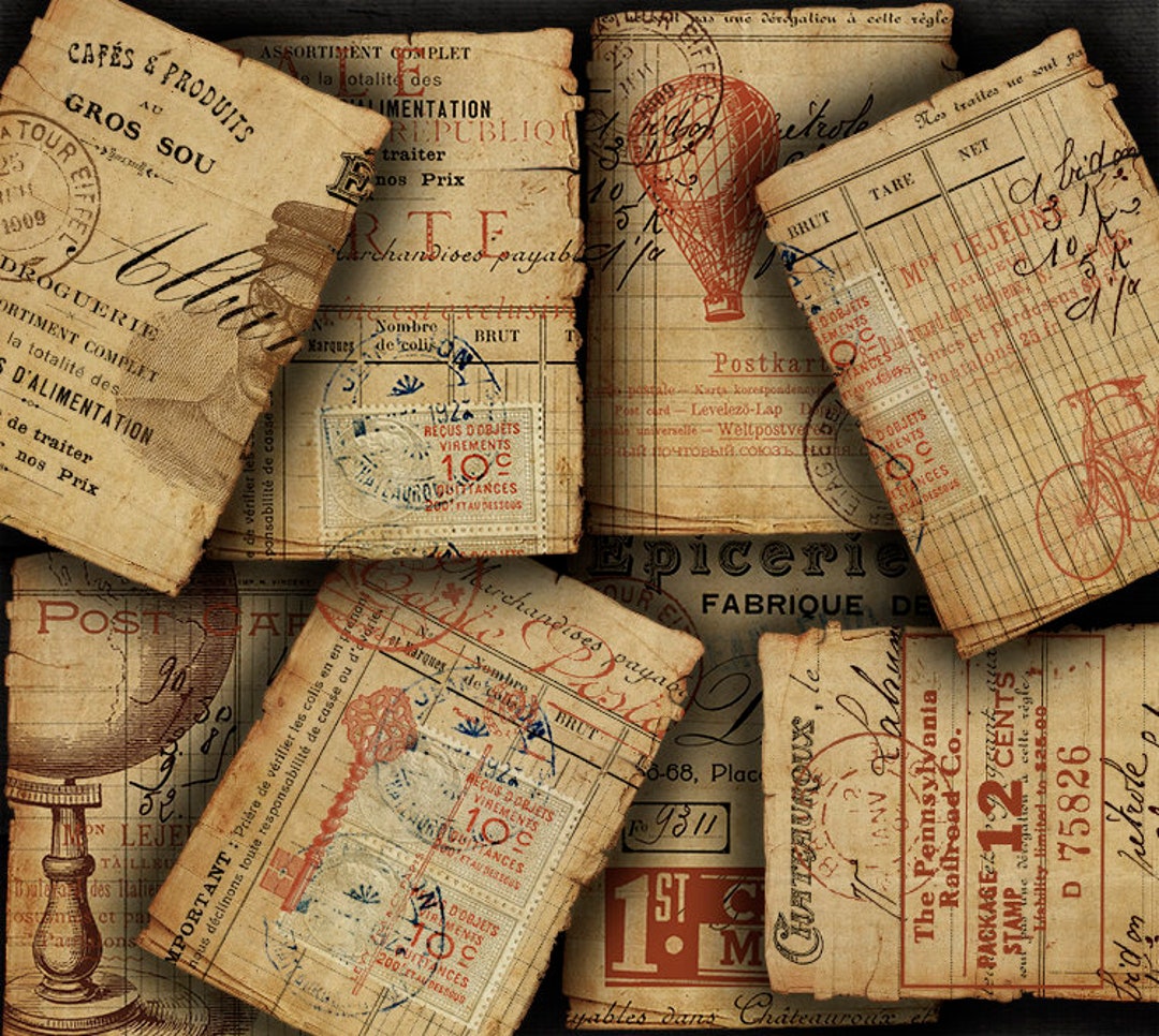 DIGITAL Vintage Grunge Ephemera Digital Collage Sheet Download - Etsy