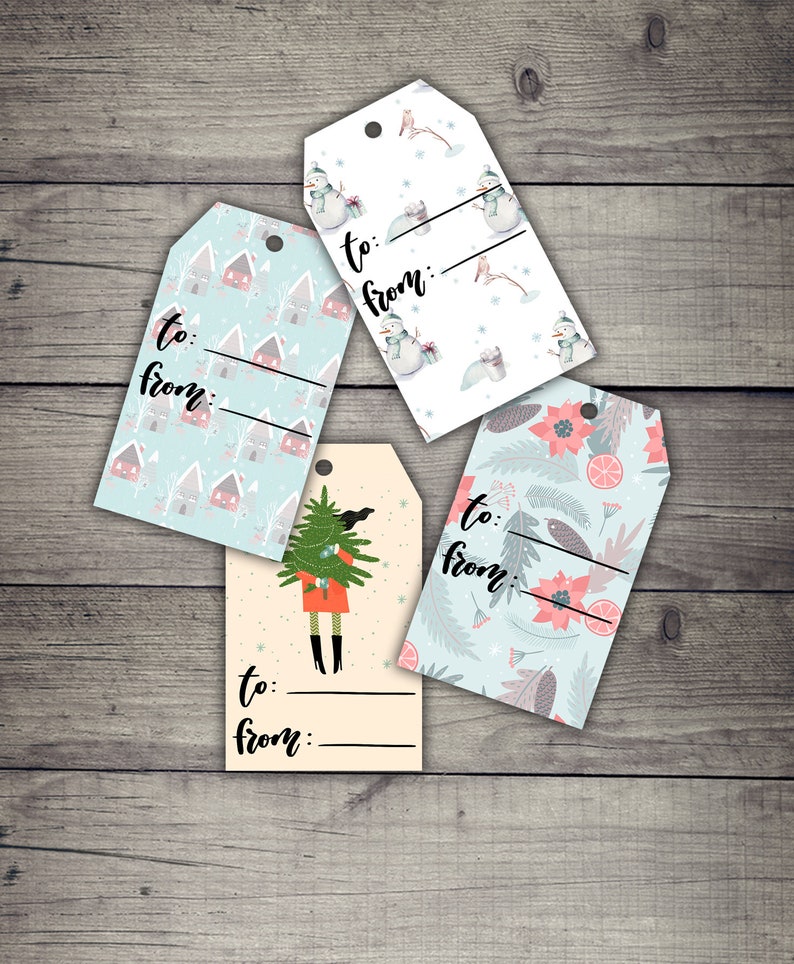 DIGITAL Printable Christmas Gift Tags - Digital Collage Sheet Download ...