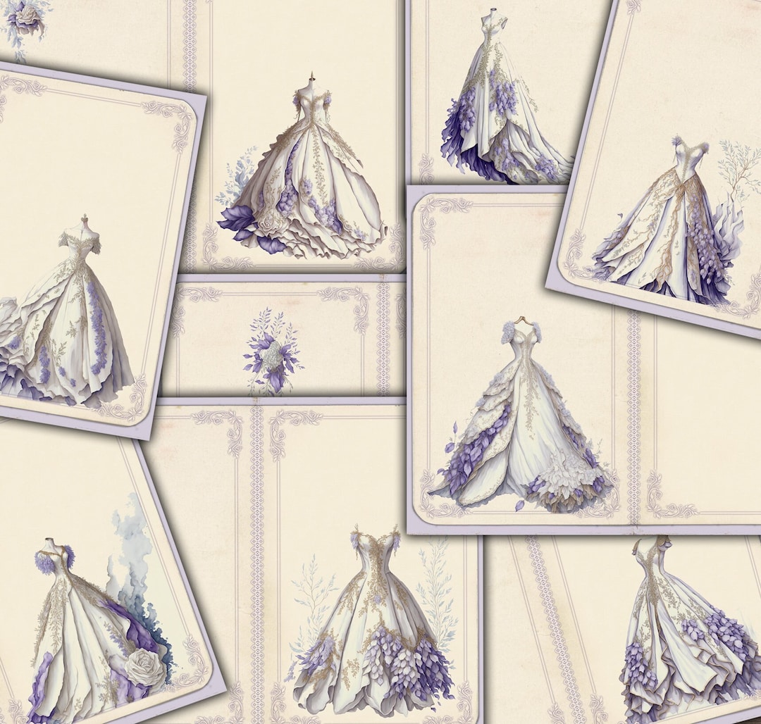 Digital Junk Journal Kit, Printable Wedding Dress Journal, Wedding ...