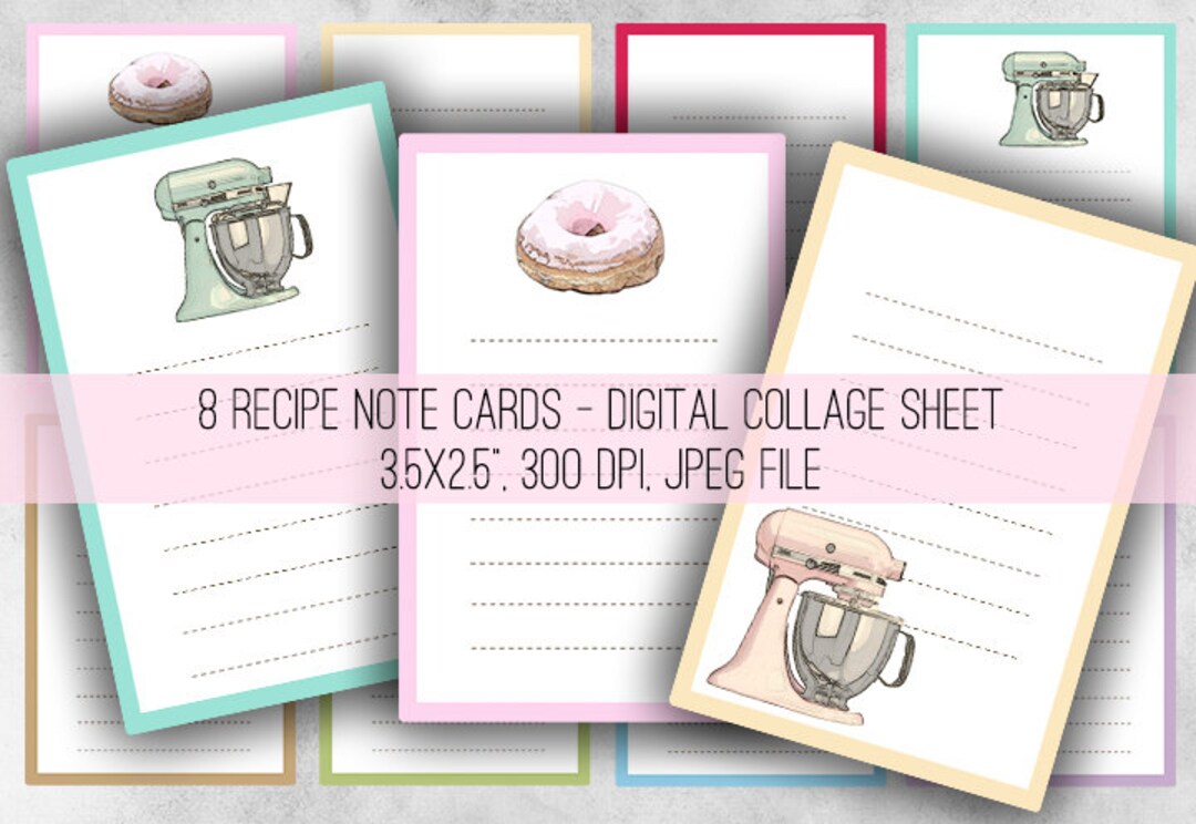 Cupcakes & Mixers Recipe Cards: Digital Collage Sheet (digital Download ...