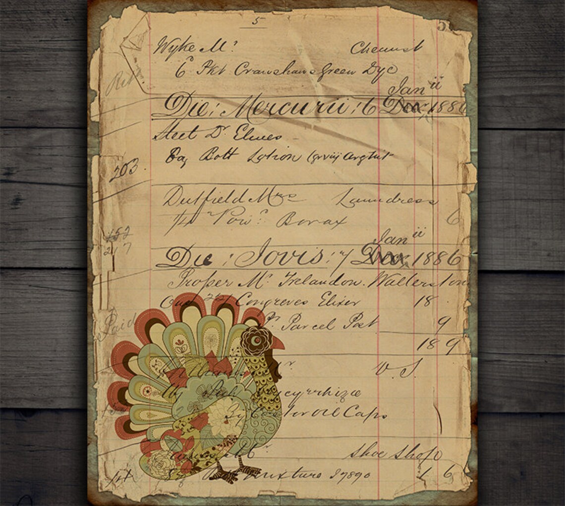 DIGITAL Vintage Thanksgiving Turkey Junk Journal Ephemera - Etsy