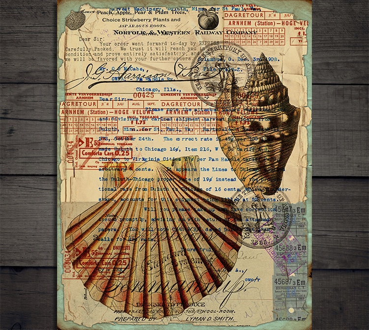 DIGITAL Vintage Grunge Sea Ephemera Digital Collage Sheet - Etsy