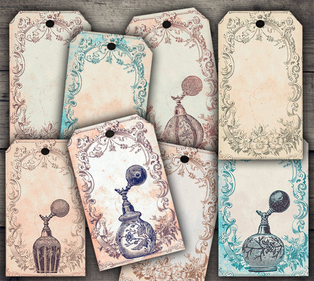 DIGITAL Antique Perfume Bottle Gift Tags - Digital Collage Sheet ...