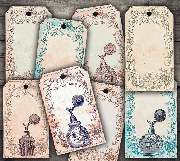 DIGITAL Antique Perfume Bottle Gift Tags Digital Collage - Etsy