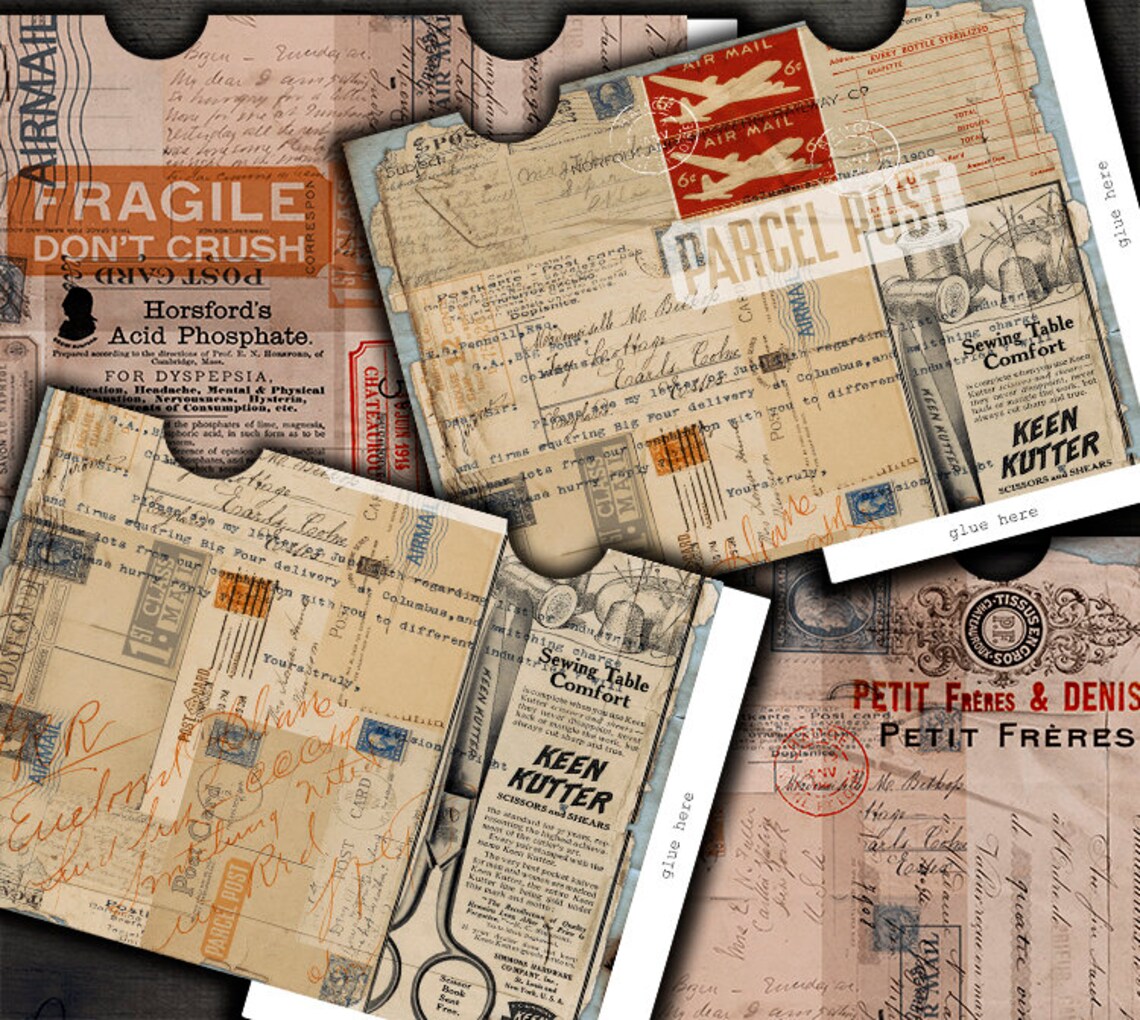DIGITAL Vintage Postal Ephemera Envelopes Digital Collage - Etsy