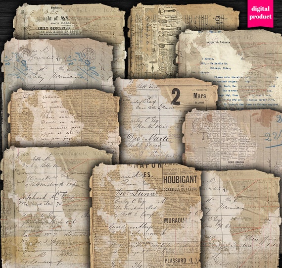 DIGITAL Grunge Ephemera for Junk Journals DIGITAL Vintage | Etsy