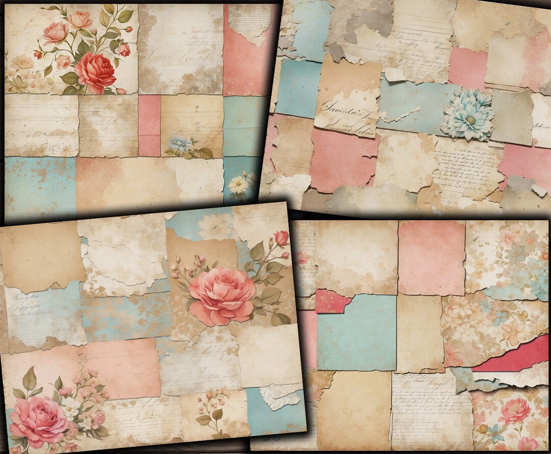 Vintage Paper Backgrounds, Grunge Ephemera, Shabby Scrapbook Collage ...