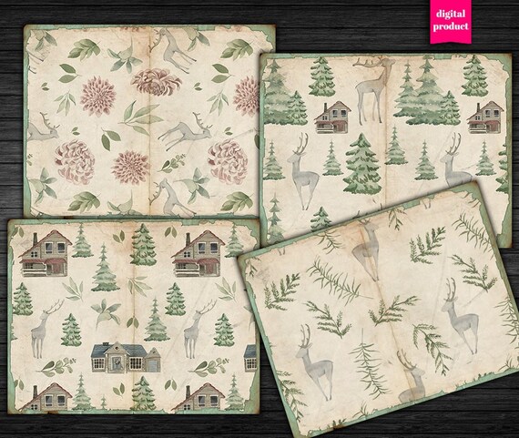 DIGITAL Winter Junk Journal Pages Vintage Winter Digital | Etsy