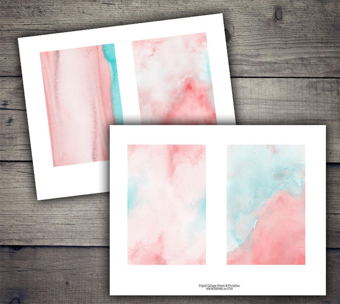 DIGITAL Pastel Watercolor Backgrounds Digital Collage Sheet | Etsy