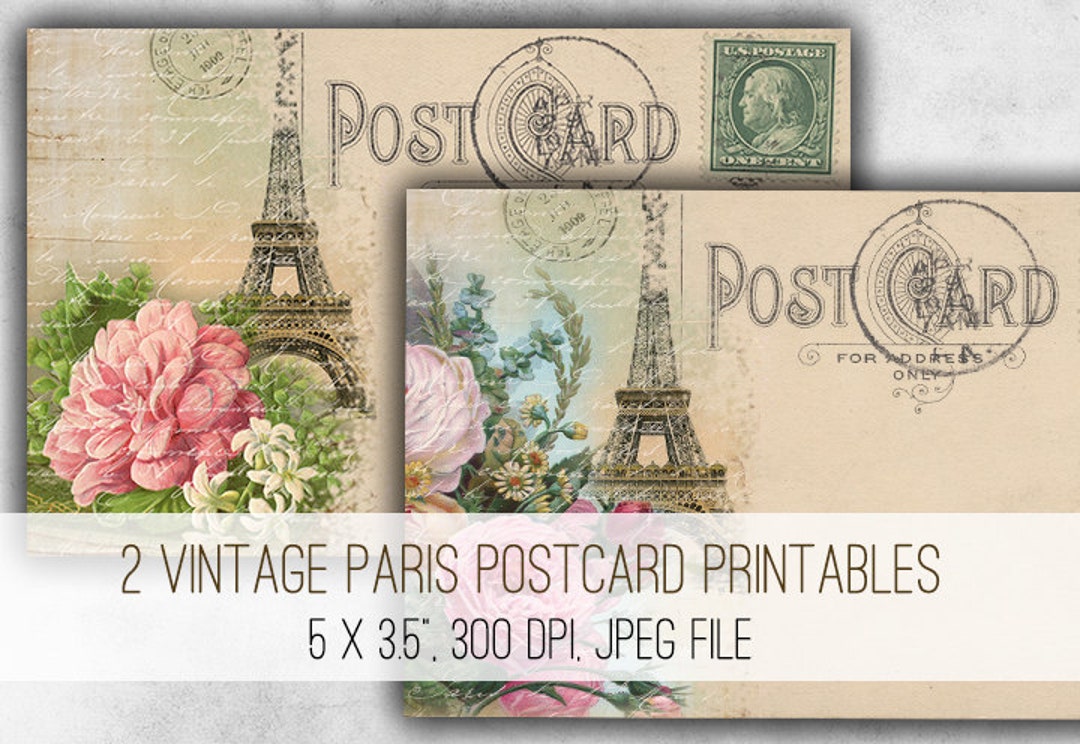 Vintage Paris Postcard Printables: Eiffel Tower Collage (digital ...